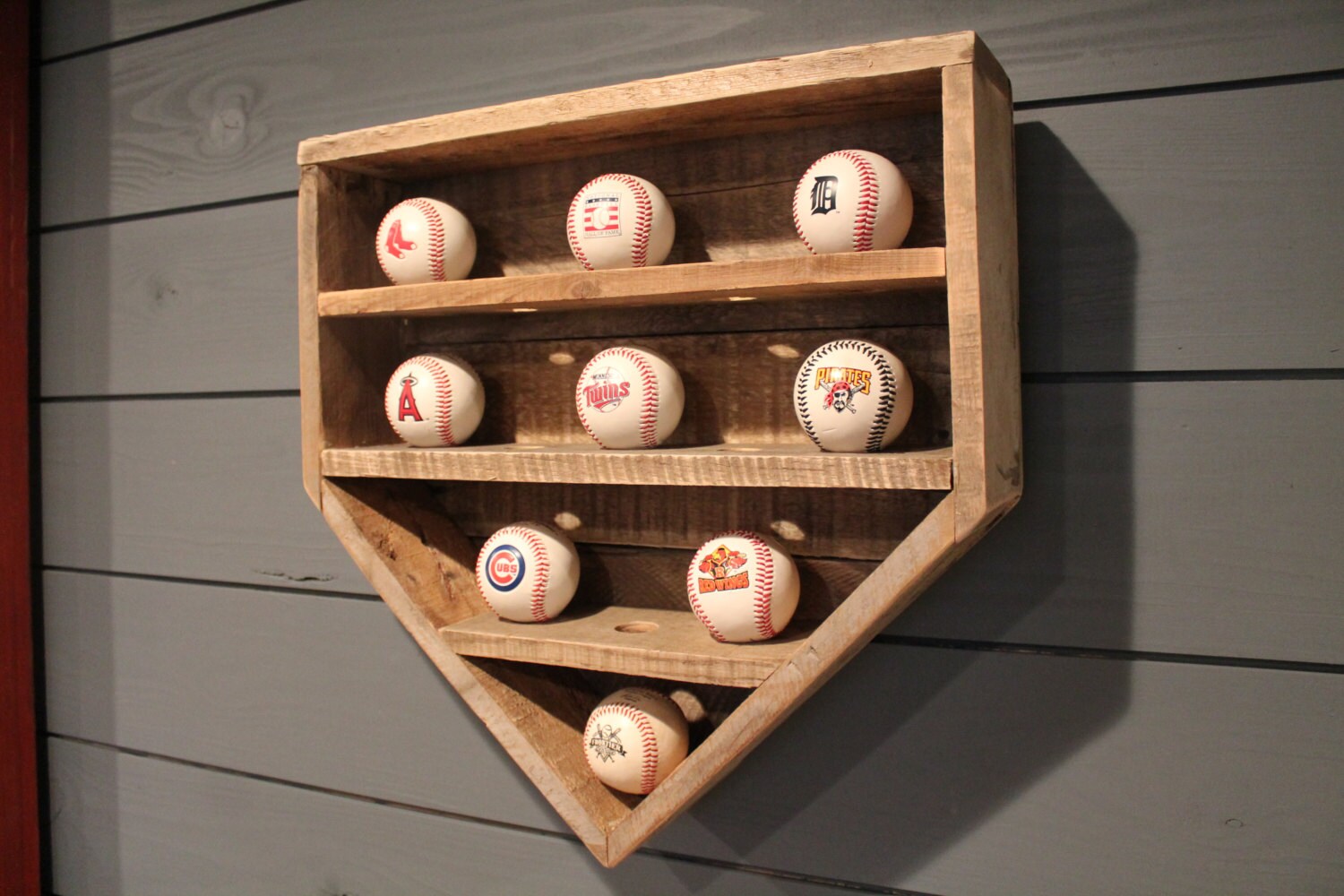 Baseball Shelf Wooden Home Plate Baseball by LennyandJennyDesigns
