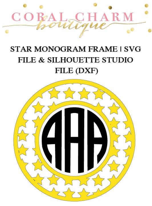 Star Monogram Frame File for Cutting Machines SVG and