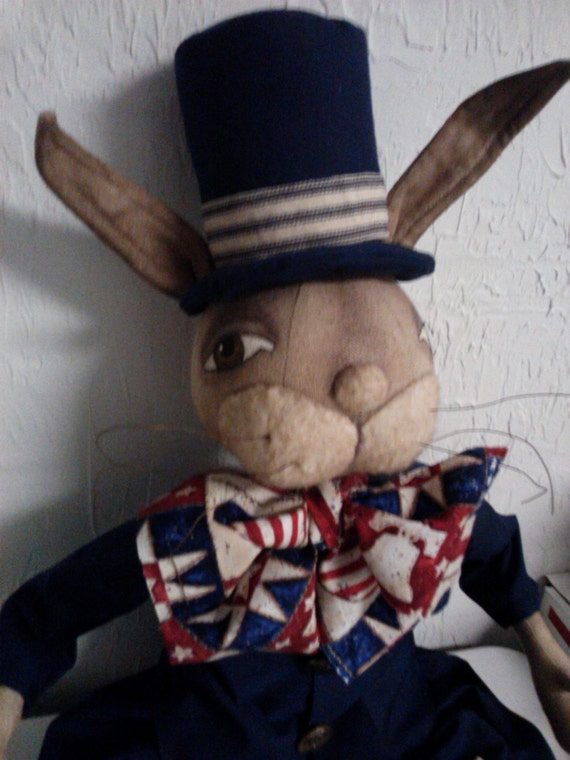 Primitive Patriotic Bunny Rabbit Doll