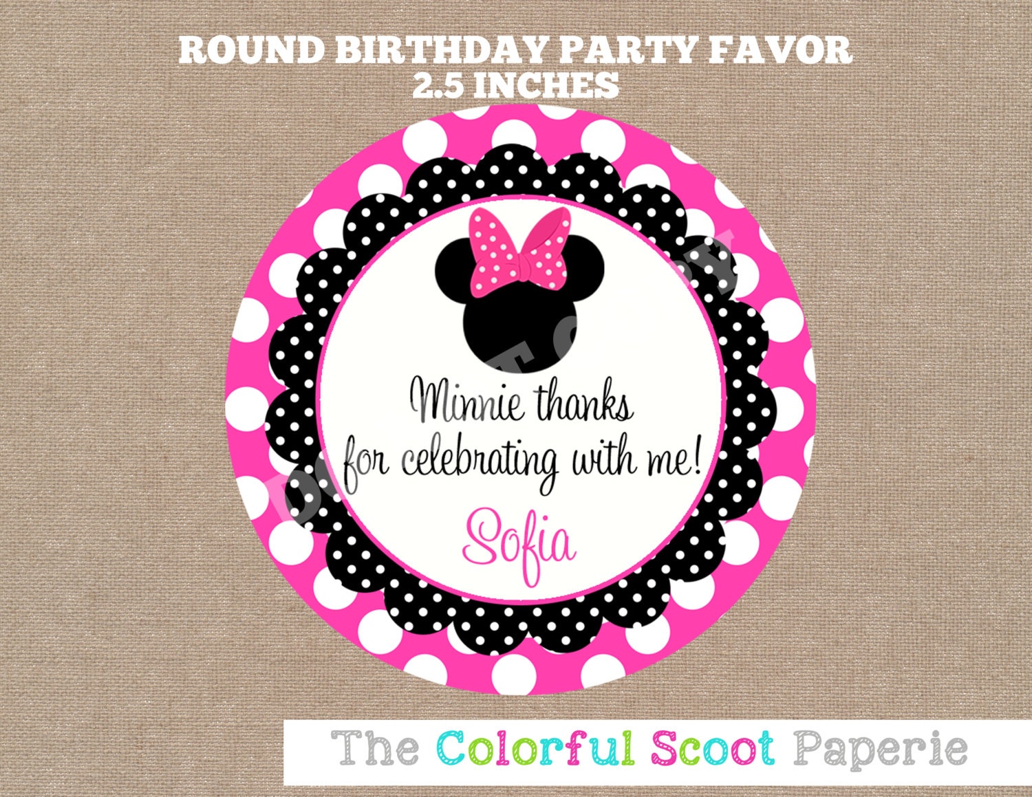 Minnie Mouse Favor Tags Minnie Mouse Stickers Hot Pink