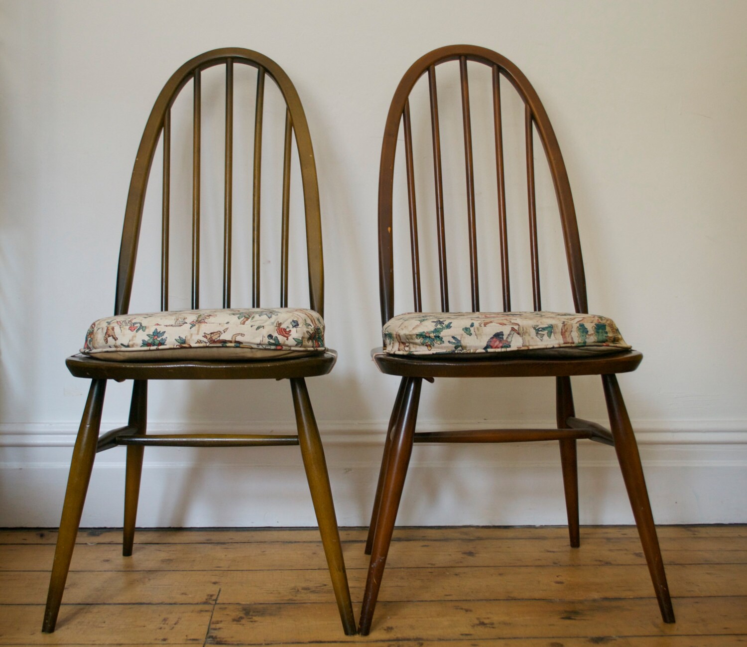 Vintage Retro Ercol Chairs with Original Seat Pads x 2 Mid Century ...