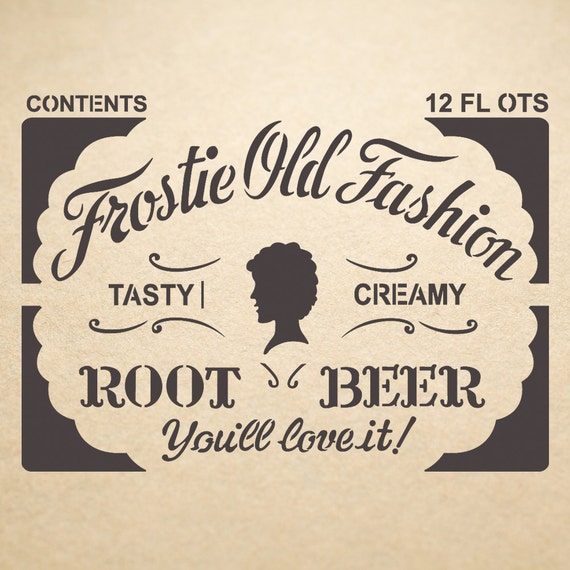 Root Beer Label Stencil Reusable Template for by JboutiqueStencils