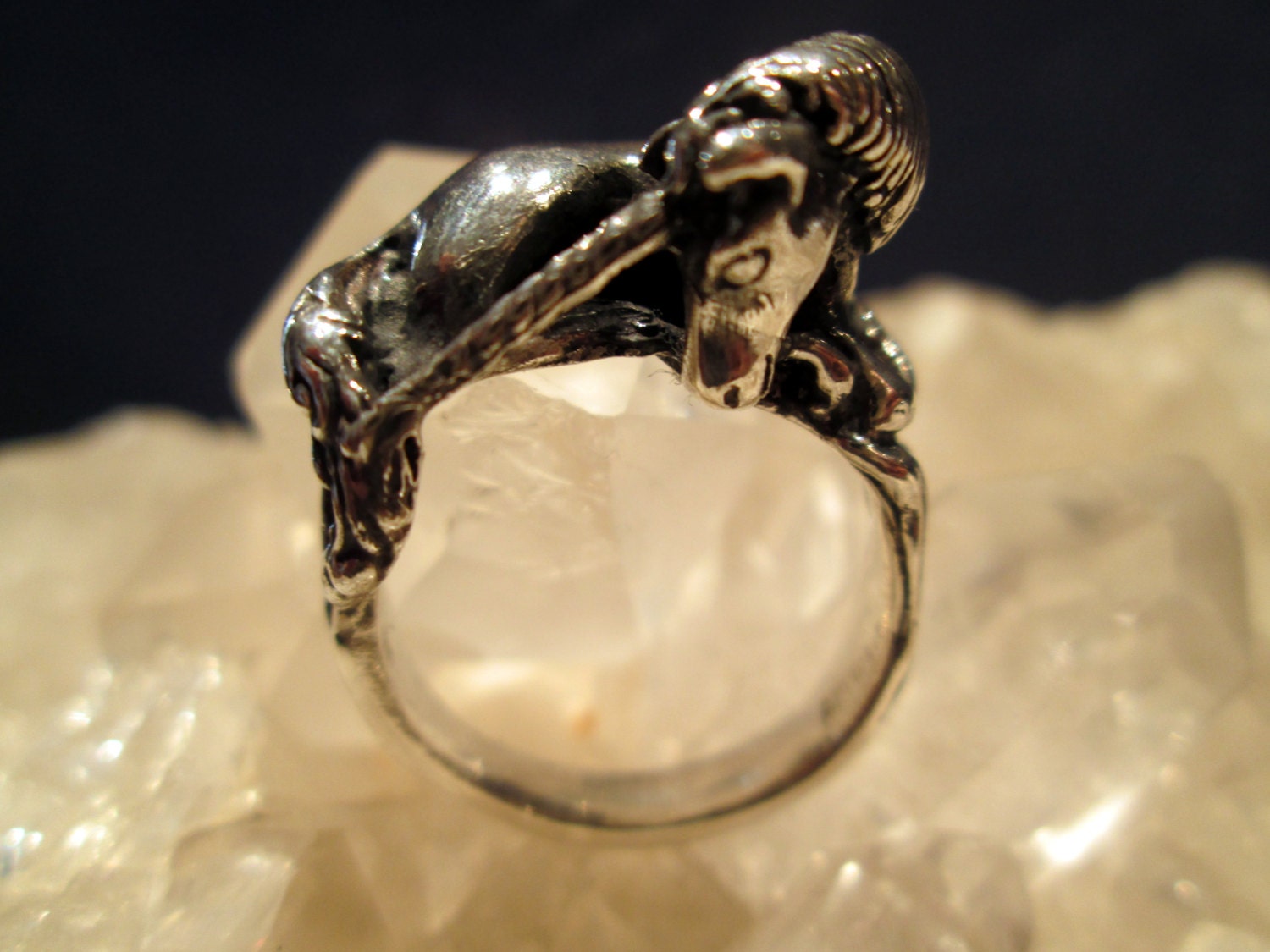 Unicorn Ring Hand Cast Sterling Silver 3/d Details