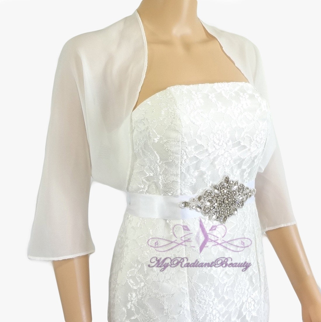 Bridal Ivory Chiffon Jacket SALE Wedding Bolero Jacket