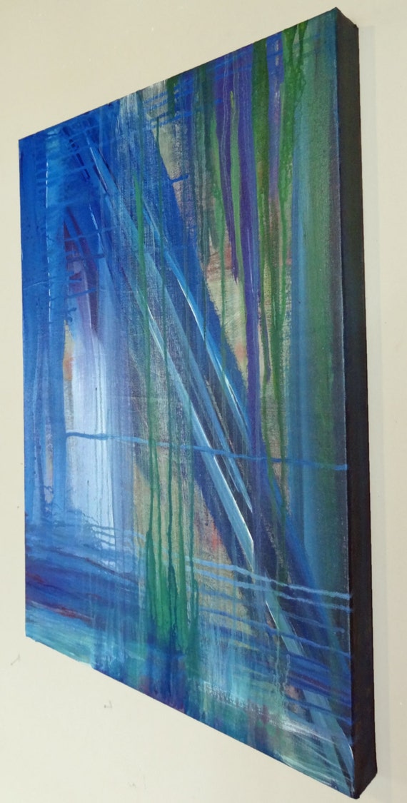 Original abstract art acrylic drip painting bright by artJMOB