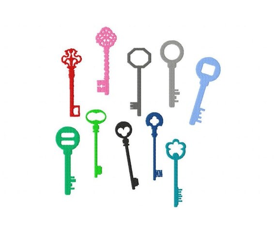 SKELETON KEY Embroidery Design Collection Old keys by FabricModern