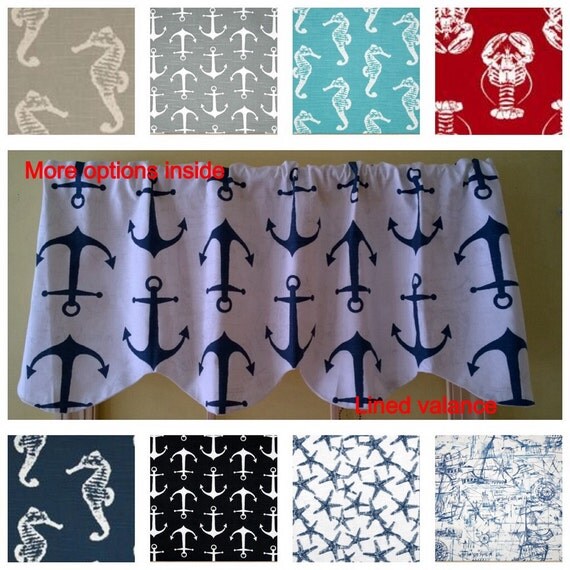 Nautical window valance scalloped and straight by CoolRoomDecor