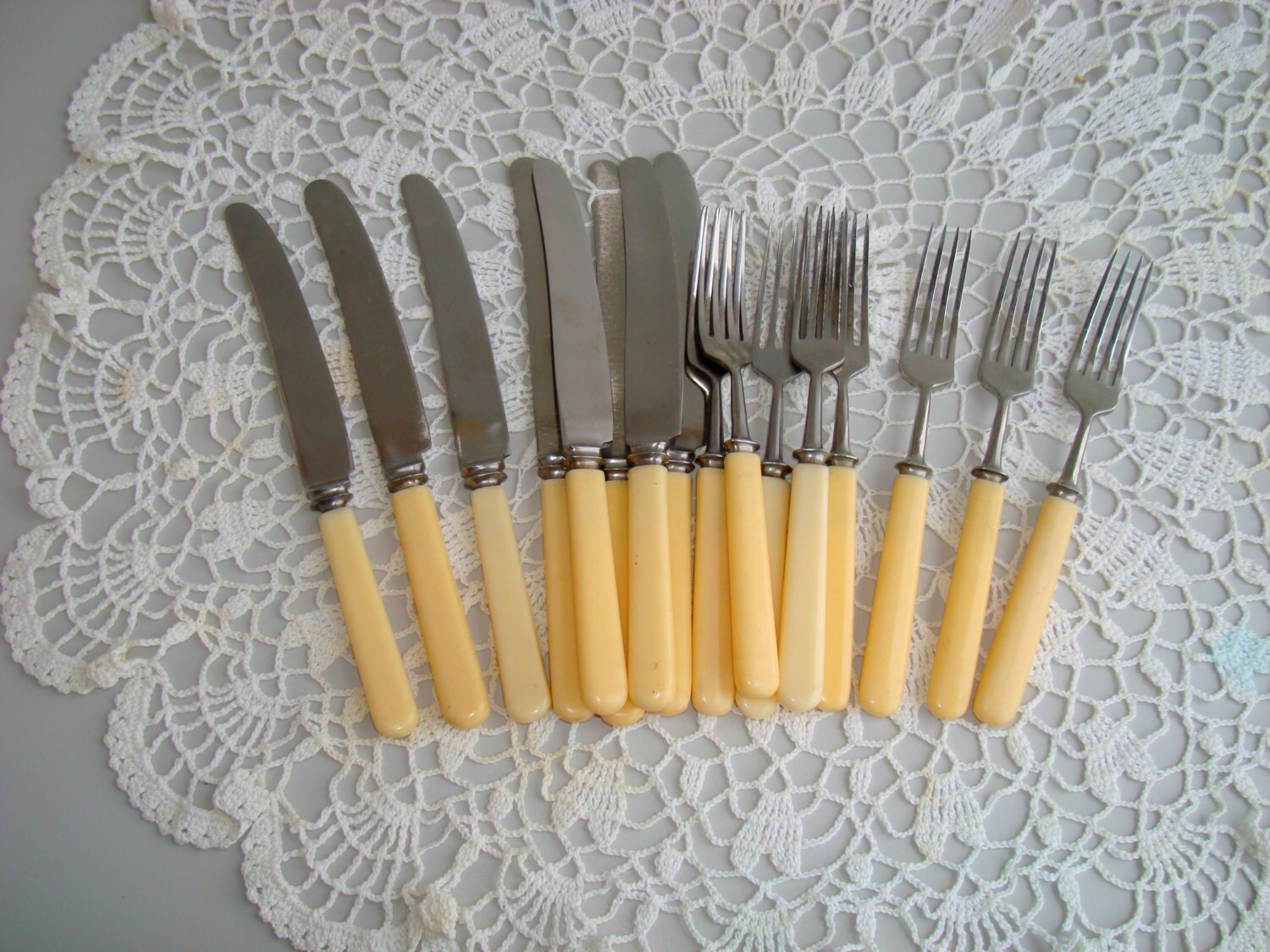 Vintage cutlery set 16, 8 Forks and 8 Knives, Russian Antique Heavy ...