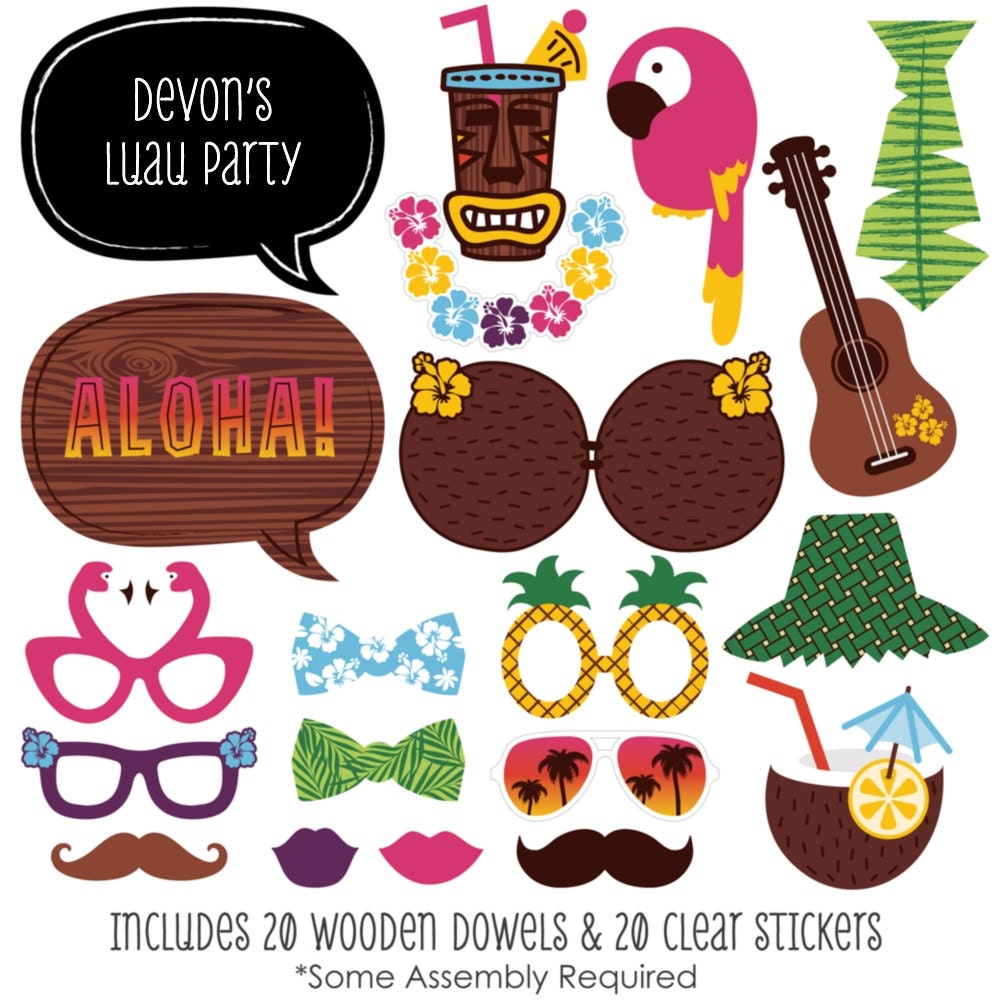 20 Luau Photo Booth Props Luau Photobooth Kit with Custom