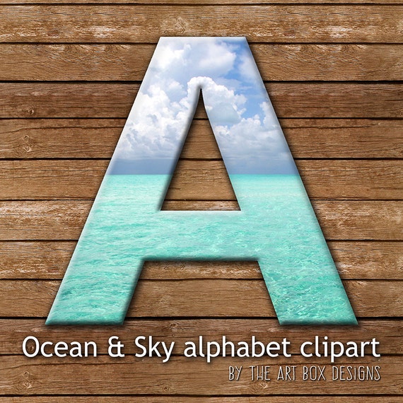 Ocean and Sky Alphabet Clipart Tropical Ocean Alphabet