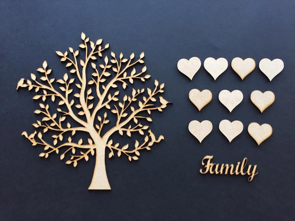 2 Pack Laser Cut MDF Family Trees And Hearts 001 Buy 2 Pack Laser Cut MDF Family Trees And Hearts 001 Buy