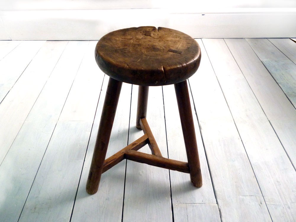 Antique Elm Stool, Cricket Stool, Dairy Stool, Wooden Kitchen Stool ...