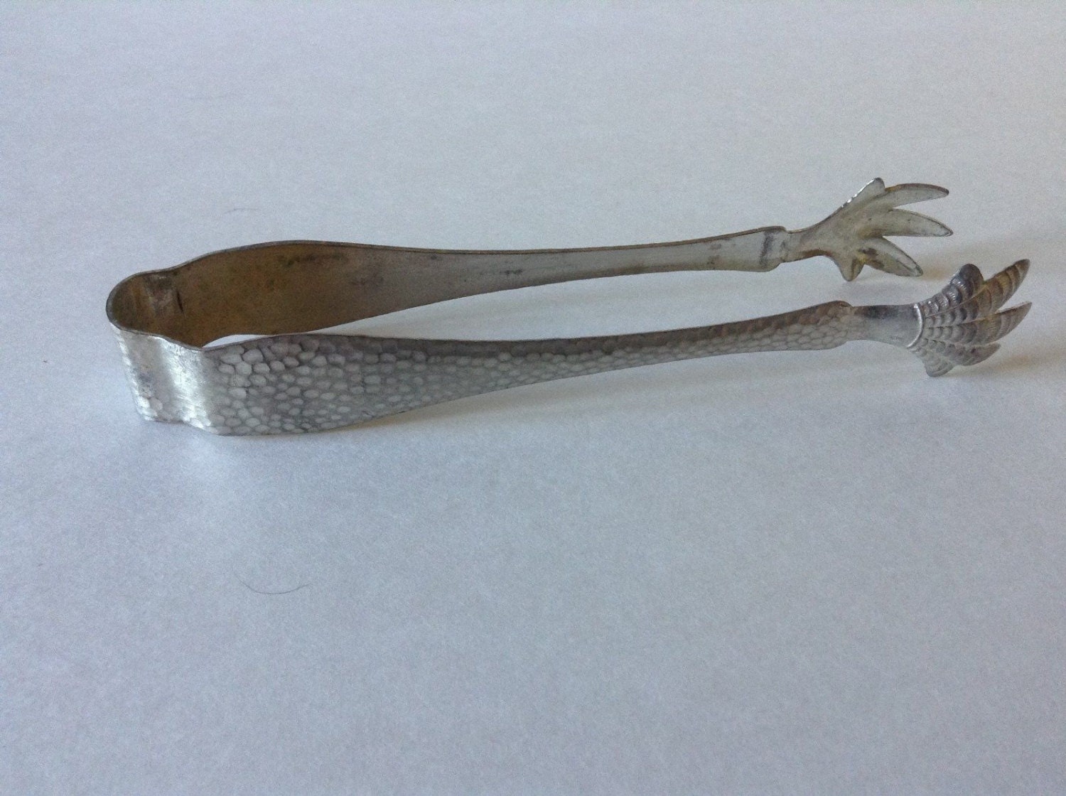 Vintage Hammered Aluminum Ice Cube Serving Claw Feet Tongs Grabbers ...