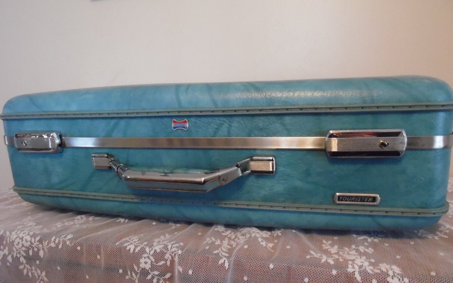 Vintage Luggage Blue American Tourister Suitcase Hard Shell Retro ...