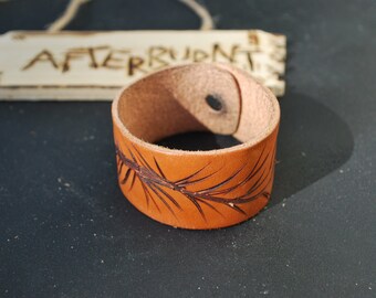 Pyrography bracelet | Etsy