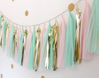 Paper Garland Shiny Silver Tinsel Tissue Paper Tassel Set of