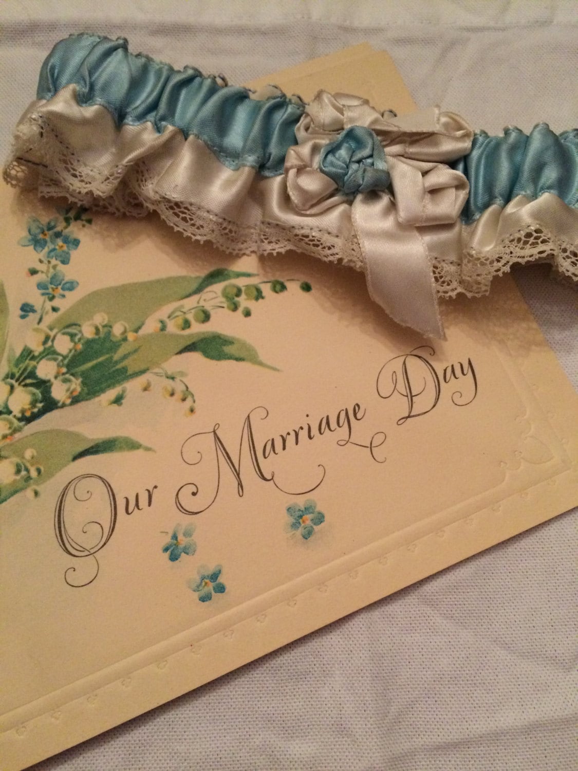 Vintage Blue & White Satin and Lace Bridal Garter 1940’s B209 – Haute Juice