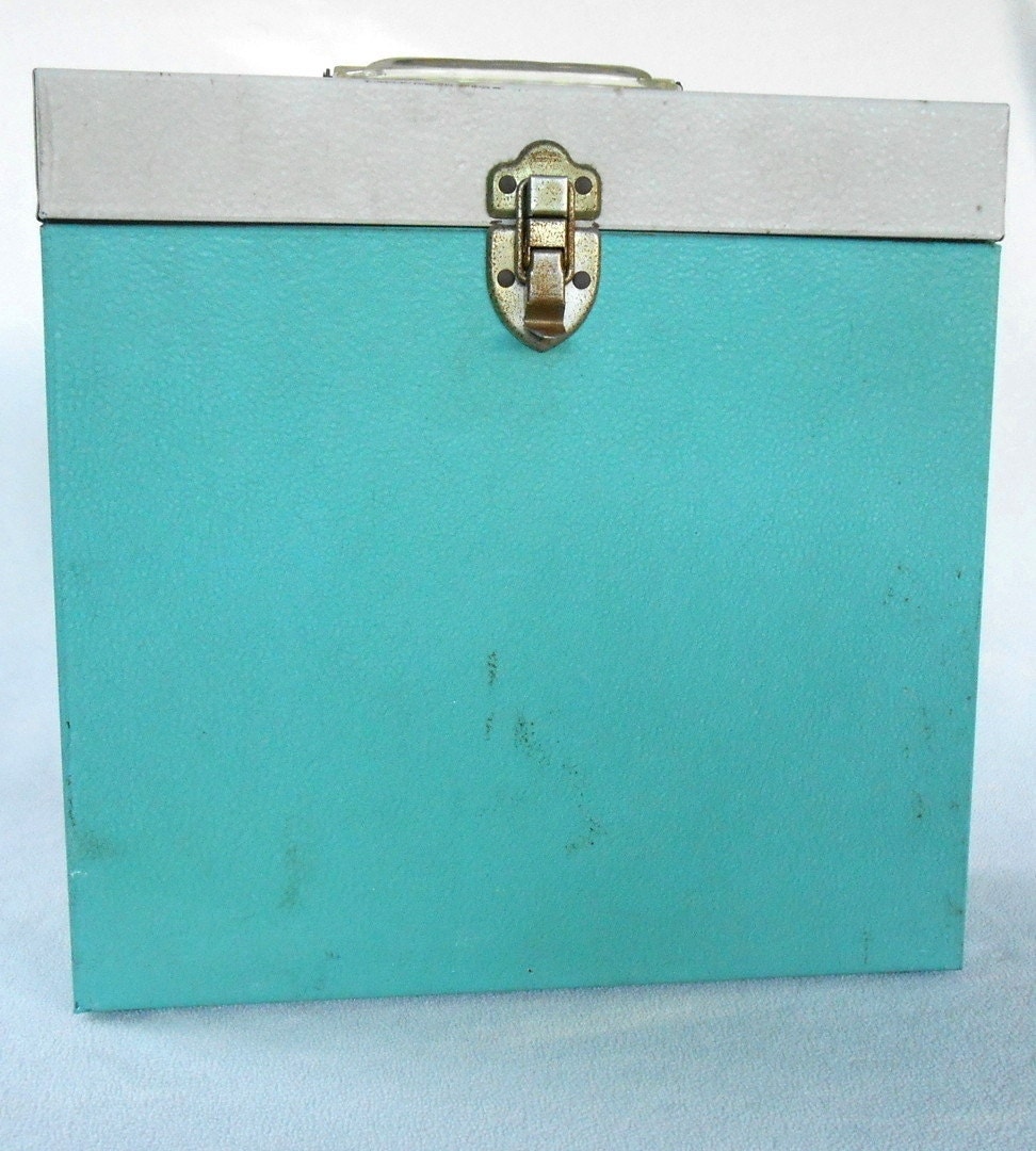 Vintage 33 LP Vinyl Record Storage Metal Carry Case Turquoise – Haute Juice