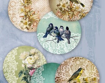 Birds Collage Sheet Digital Scrapbooking Vintage Scrapbook