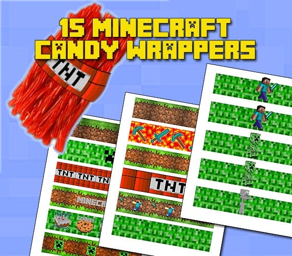 Minecraft Party Favor Wrappers Candy Wrapper TNT by DigitalBonanza