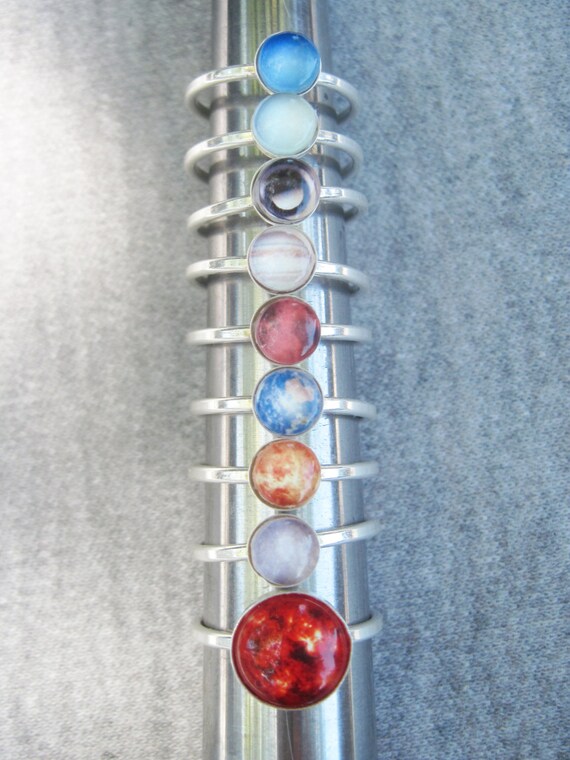 Items similar to Little Stacking Sun and Planet Rings, Sterling Silver ...