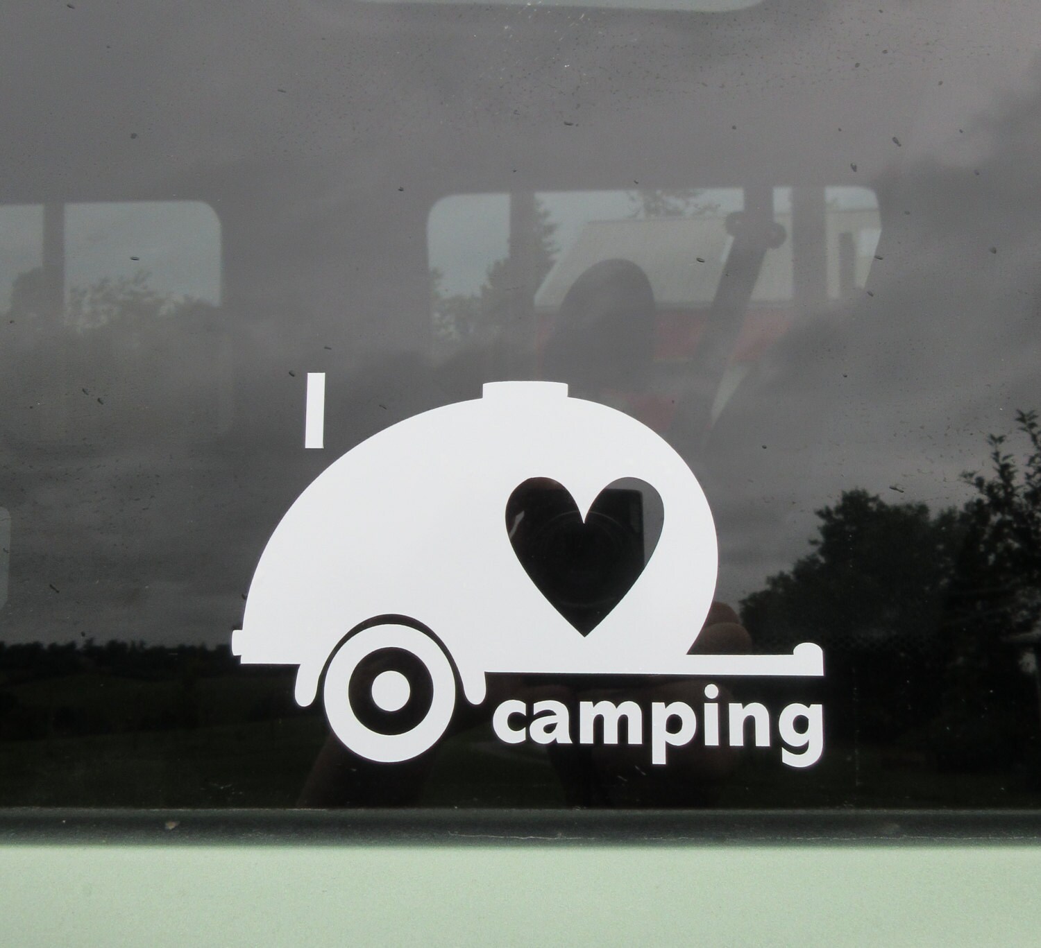 I love camping teardrop car window decal. Travel trailer.