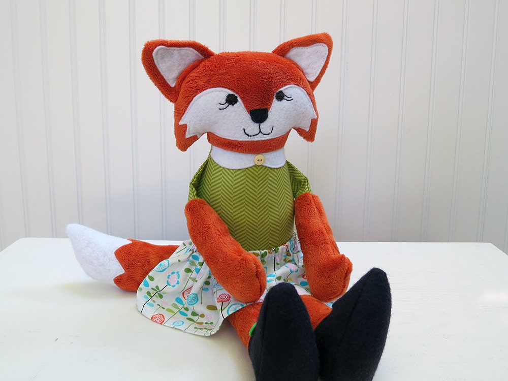 Fox Rag Doll Stuffed Fox Cloth Doll Woodland Decor Ready to