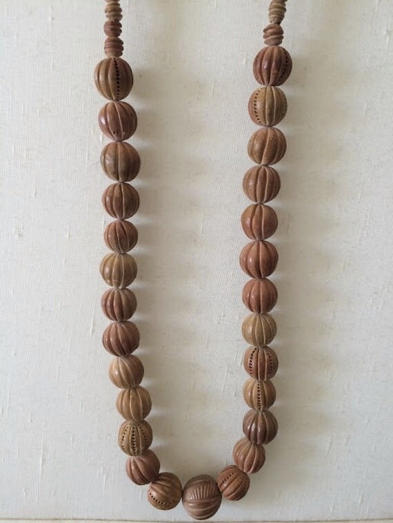 Intricate Hand-Carved Wooden Bead Necklace by ForSadiesSake