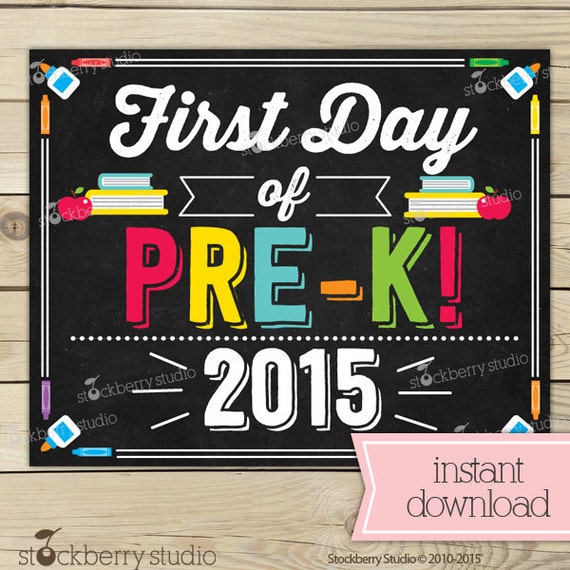 Items similar to First Day of Pre K Sign - 1st Day of School Printable ...
