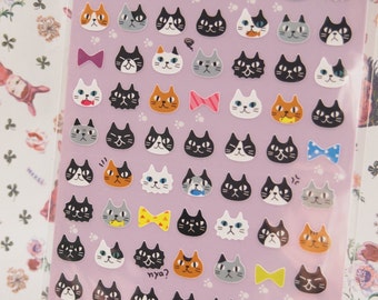 Cat face stickers | Etsy