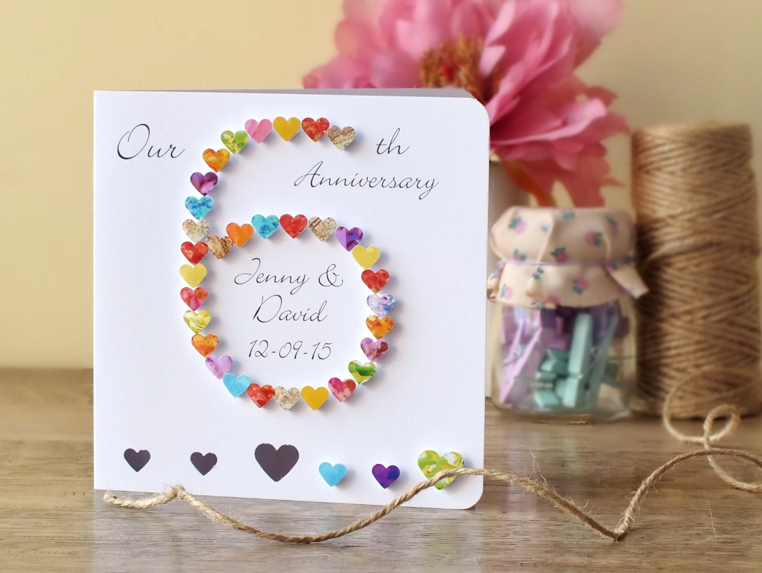 Handmade 3D 6th Wedding Anniversary Card Personalised Sixth