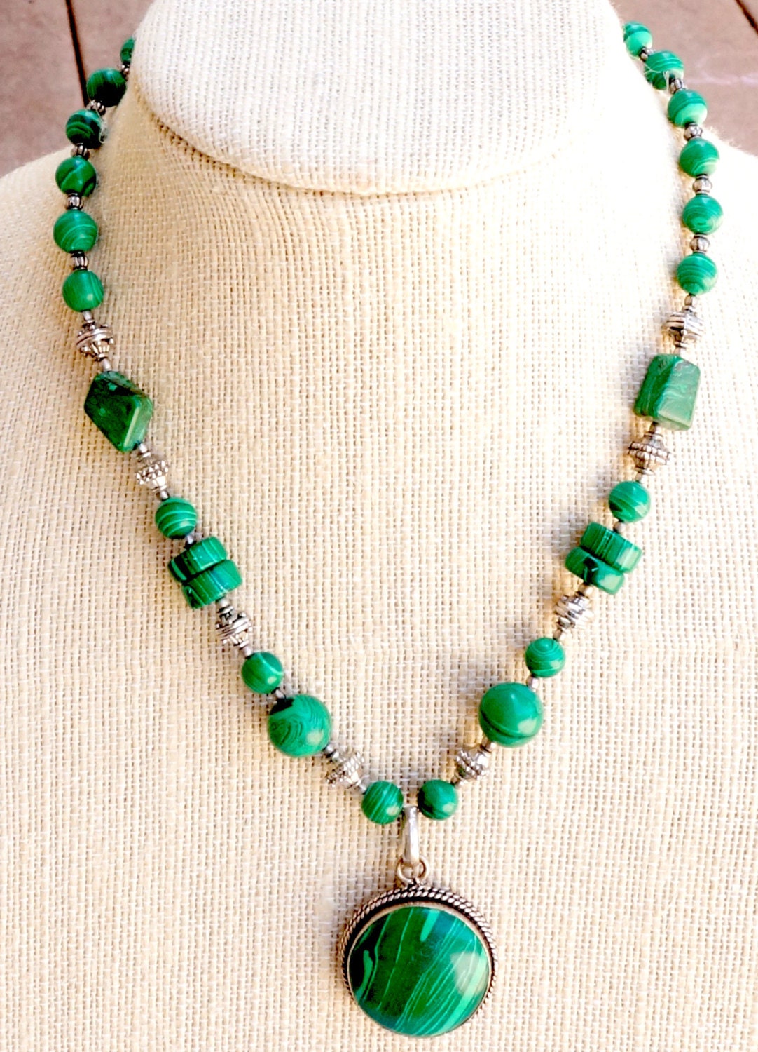 Malachite Necklace / Malachite Necklace with by SunMoonJewels