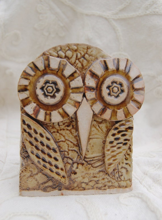 Ceramic owl sculpture hand built one of a kind by studioshennon