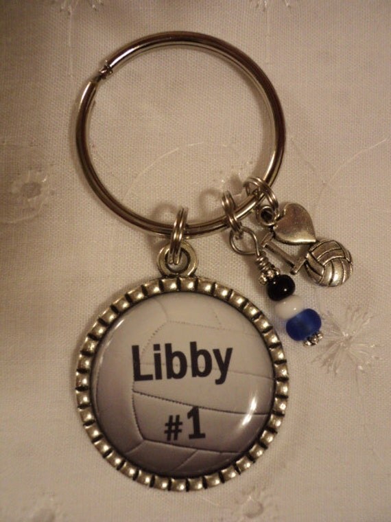 Personalized volleyball key chain with charms by chaleybrooke