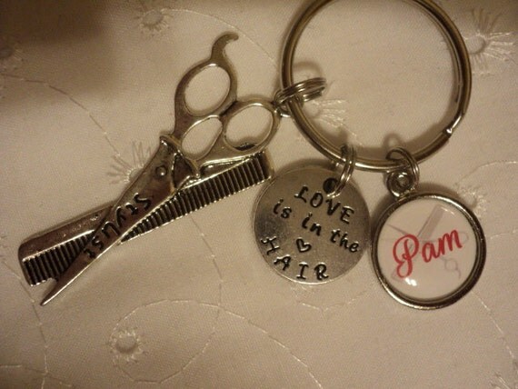 Personalized Hair Stylist key chain with charm