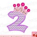Girl Number 2 with CrownBirthday number 2 embroidery applique