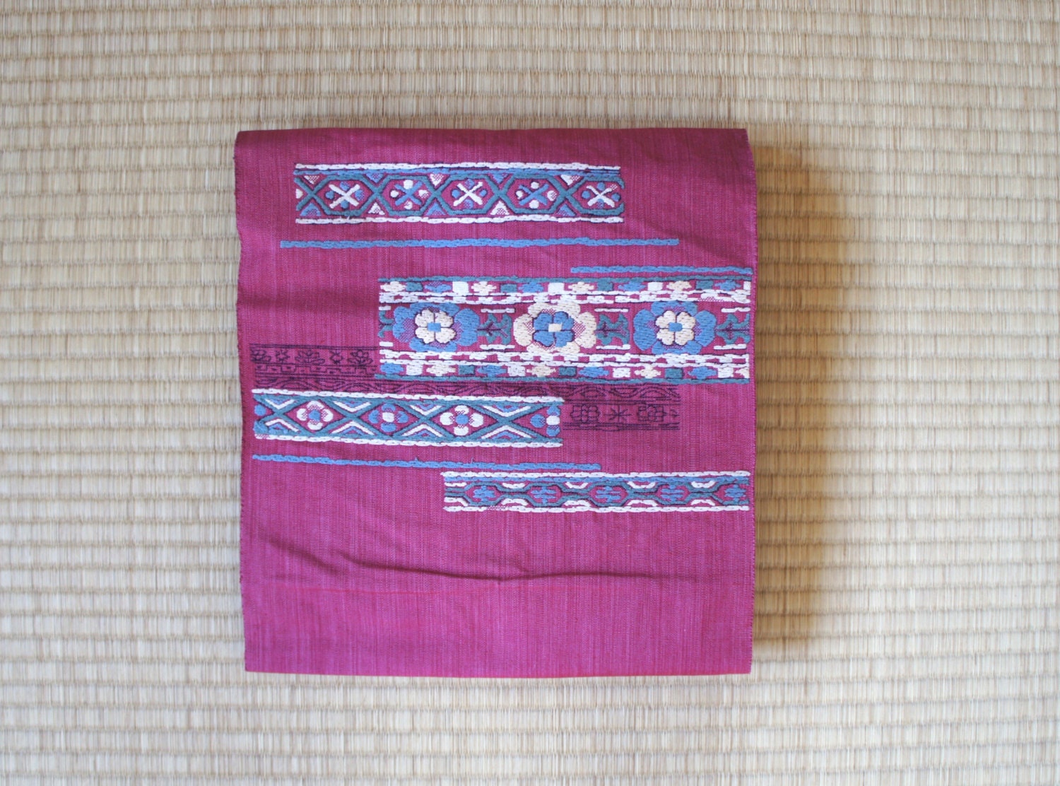 Japanese obi belt pink embroidery, woven Nagoya obi, Hitoe obi, vintage ...
