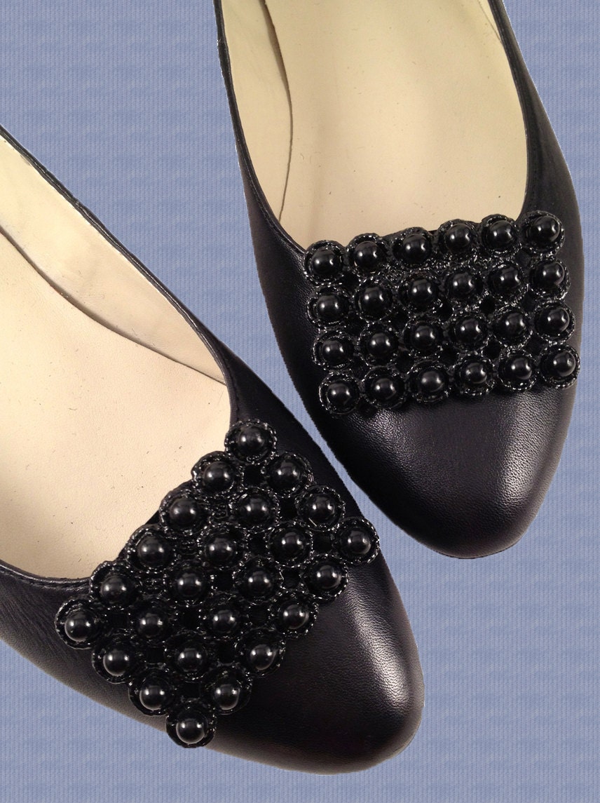 Vintage Shoe Clips – Black Beaded Cast Metal – Haute Juice