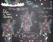 Chalkboard Wedding Clipart WEDDING FLOWER clip art
