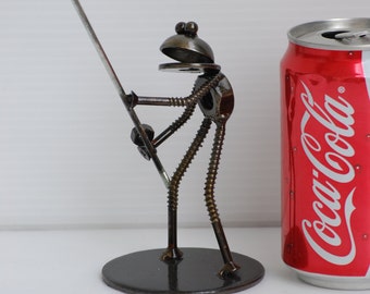 Frog Play Cello Scrap Metal Sculpture Model by Metalmodelhouse