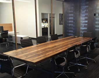 Industrial/Vintage Conference Room Table w/ Raw Steel Body and