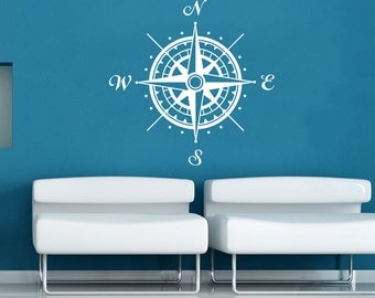 Compass Wall Decal Nautical Compass Rose Navigate Vinyl