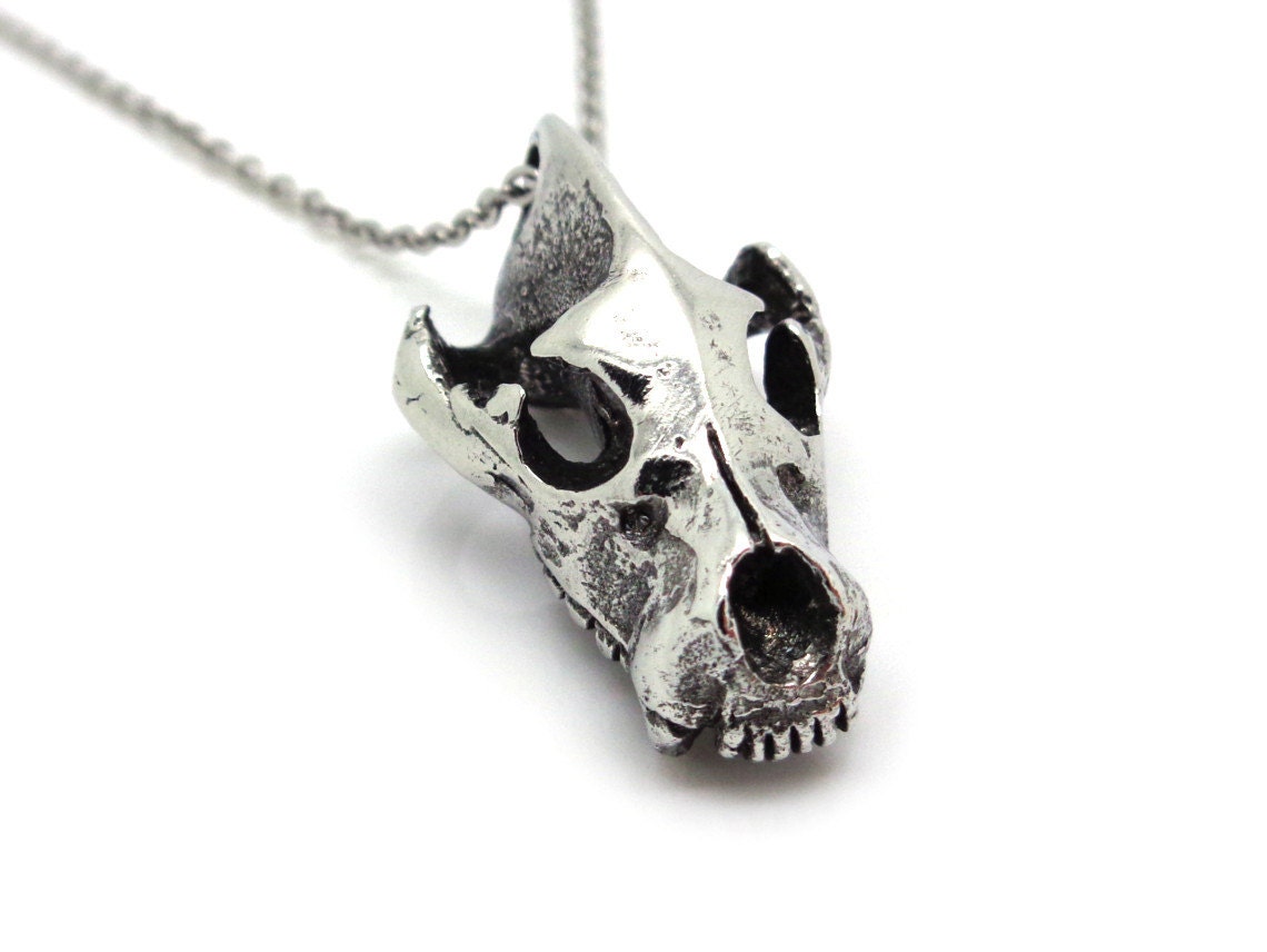 Hyena Skull Necklace Carnivore Animal Skull Pendant by Farjil