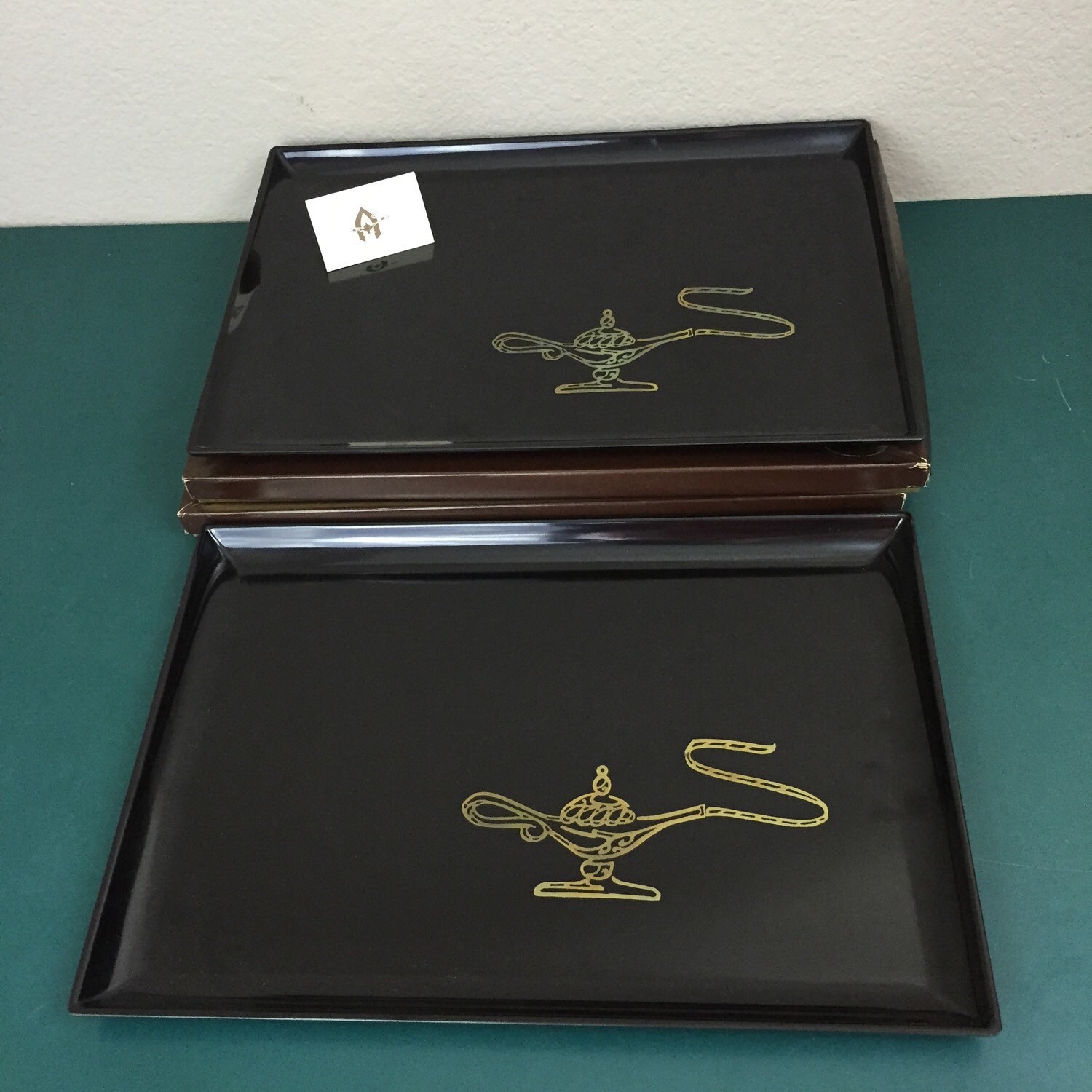 2 1960’s Couroc of Monterey Aladdin Hotel Trays – Rare – Haute Juice