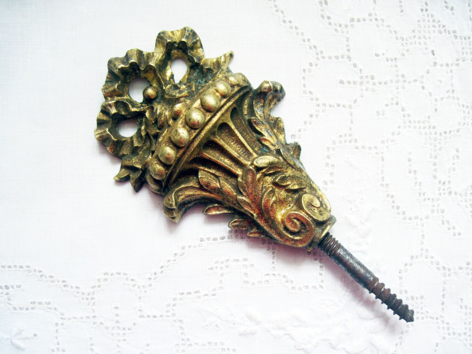 Antique French Gilded Bronze Ornament Ribbon Bow and Acanthus Leaves ...