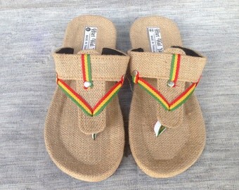 Straw sandals hand-woven Men's slippers Summer by janicewinner