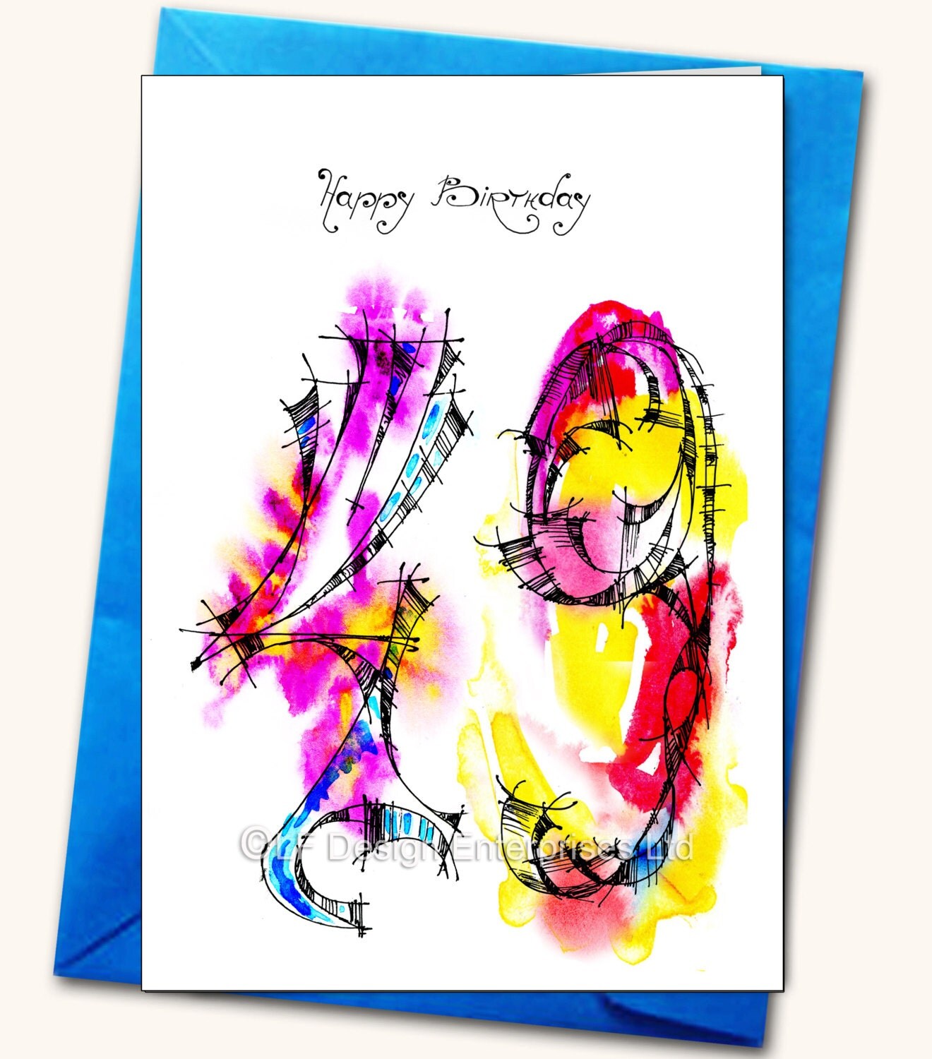 49th Birthday Greeting Card Personalised cards by LubaFenwickGifts