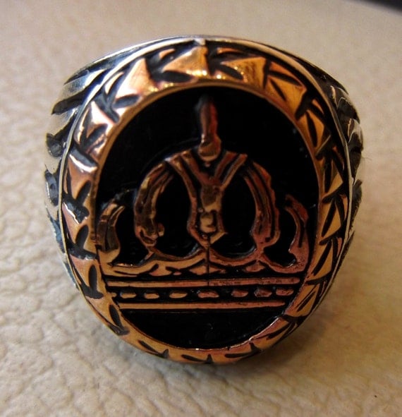 vintage style king royal crown men ring heavy by AbuMariamJewels