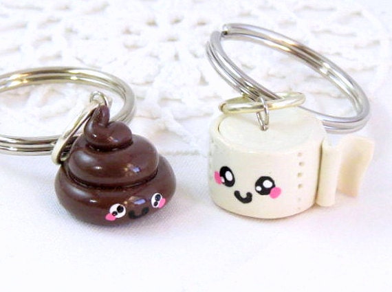 poop and toilet paper Keychains or necklace by CleopatraCandy