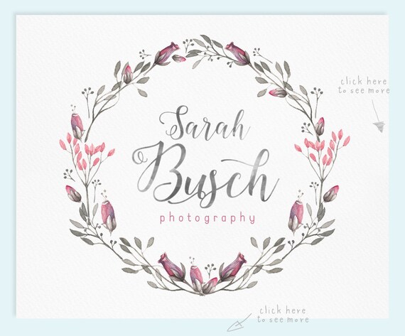Wreath Logo Design / Premade Logo Design / Watercolor Logo
